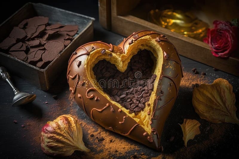 Heart-shaped Croissant with Heart-shaped Hole, Filled with Chocolate or ...