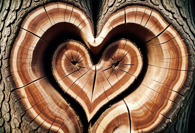 A Heart-shaped Cross-section of a Tree Trunk Stock Illustration ...