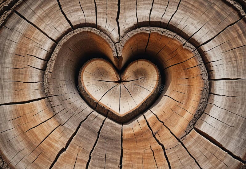 A Heart-shaped Cross-section of a Tree Trunk Stock Illustration ...