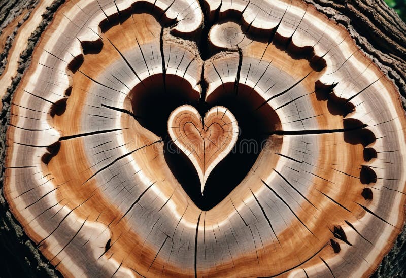A Heart-shaped Cross-section of a Tree Trunk Stock Illustration ...