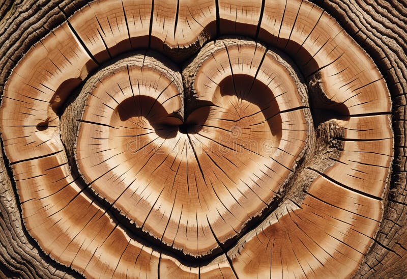 A Heart-shaped Cross-section of a Tree Trunk Stock Illustration ...