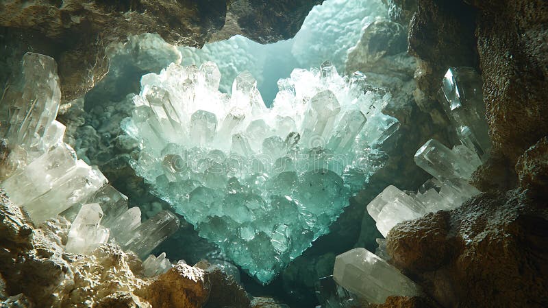 Heart-Shaped Crystal Geode in Cave Stock Illustration - Illustration of ...