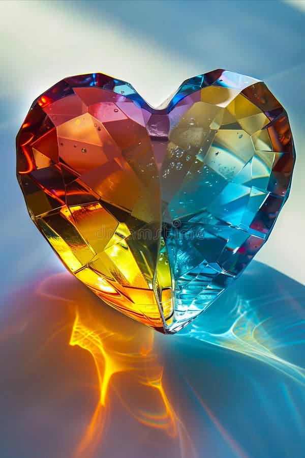 A Heart Shaped Crystal with Rainbow Colors Stock Image - Image of shape ...