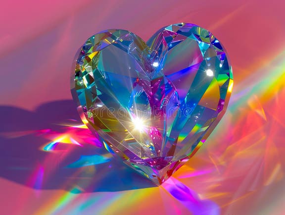 A Heart Shaped Crystal with Rainbow Light Stock Image - Image of ...