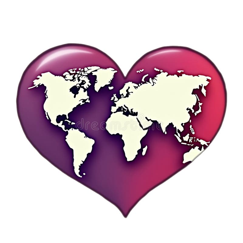 A Heart-shaped Design Features a World Map Stock Image - Image of ...