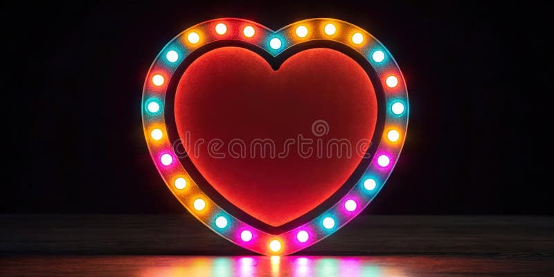 Heart-shaped Design, Glowing LED Dots, Illuminated Art Stock ...