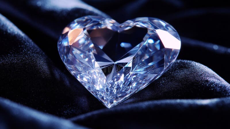 Heart-Shaped Diamond on Dark Velvet Stock Illustration - Illustration ...