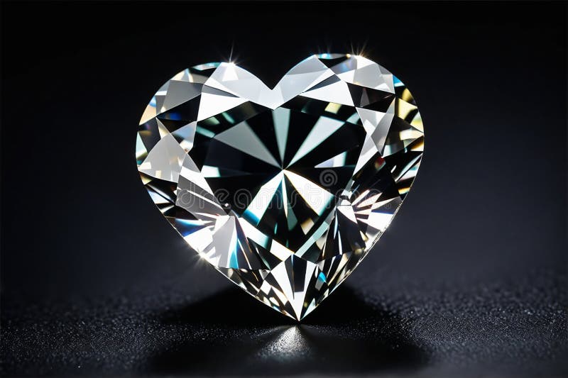 A Macro Shot of a Heart Shaped Diamond on Black Background Stock ...