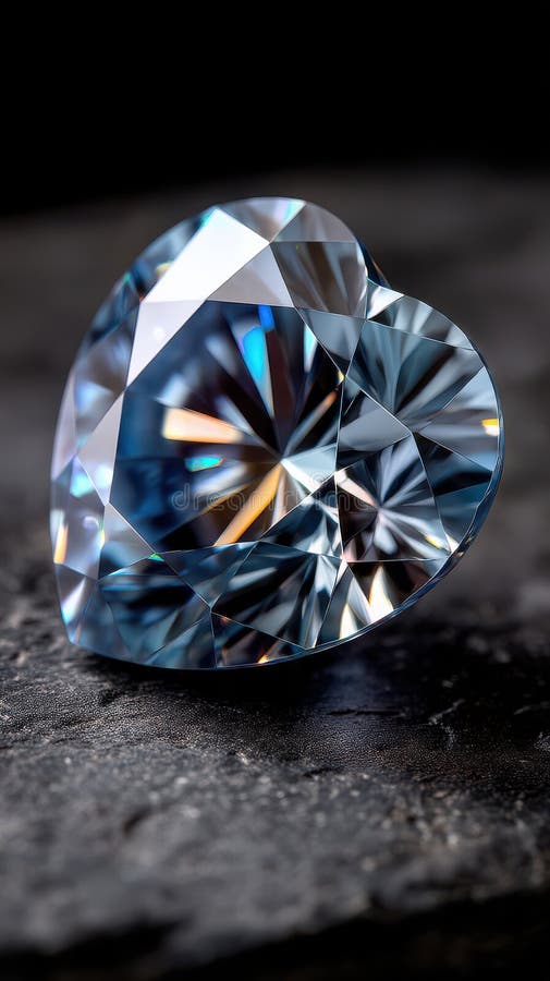 Heart Shaped Diamond on Surface Displays Faceted Reflections of Light ...
