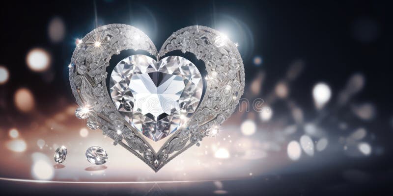 A Heart Shaped Diamond Surrounded by Diamonds Stock Illustration ...