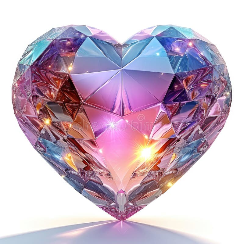 A Heart Shaped Diamond on a White Surface, St. Valentines Day Symbol ...