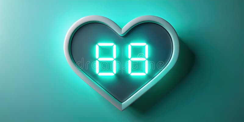 Heart-shaped Digital Clock with Glowing Numbers Stock Illustration ...