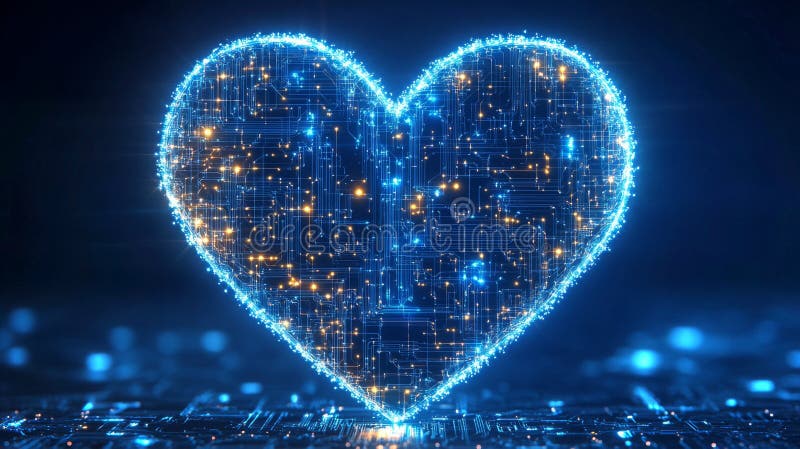Heart-shaped Digital Design Representing Love and Technology in Vibrant ...