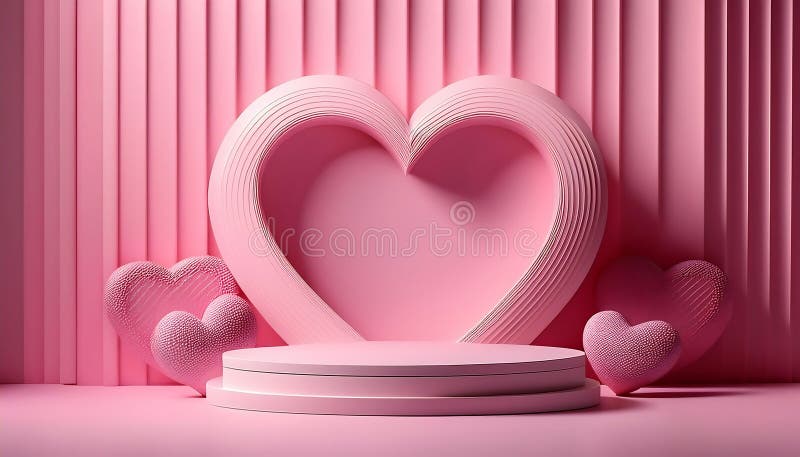 Heart-shaped Display Niche with a Podium a Valentine S Day Theme Stock ...