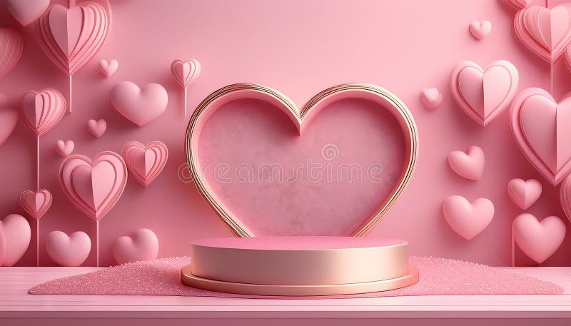 Heart-shaped Display Niche with a Podium a Valentine S Day Theme Stock ...
