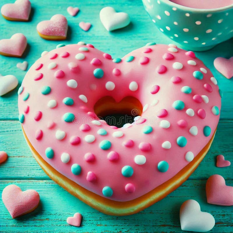Heart shaped donut stock illustration. Illustration of decoration ...