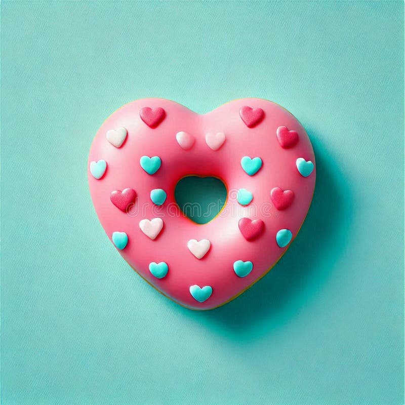 Heart shaped donut stock illustration. Illustration of bakery - 352689058