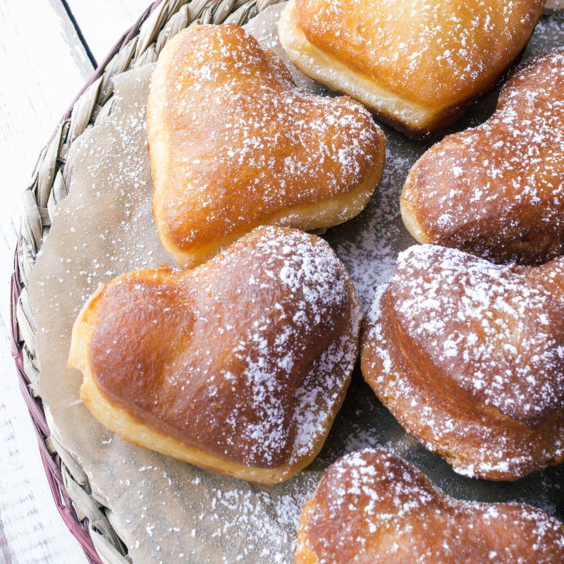 Heart shaped donuts stock image. Image of dough, tasty - 89850511