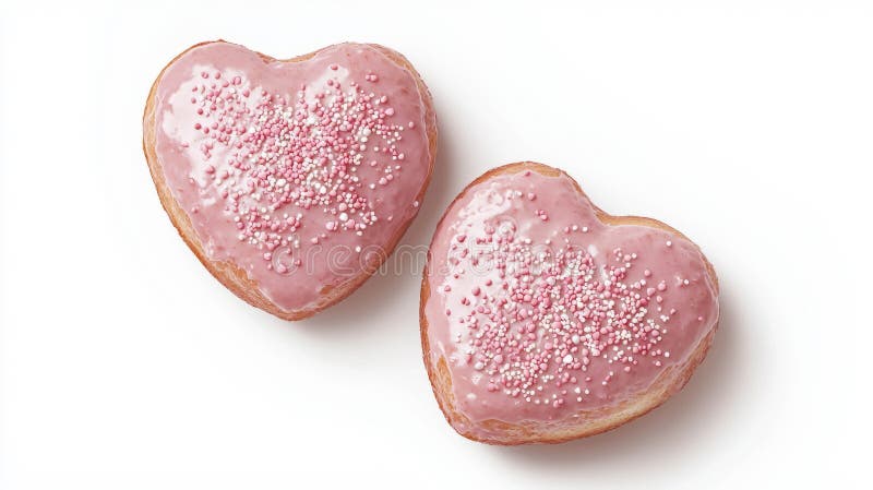 Heart Shaped Donuts with Pink Icing and Sprinkles for a Romantic Treat ...