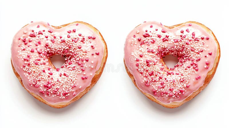 Heart Shaped Donuts with Pink Icing and Sprinkles for Valentine S Day ...