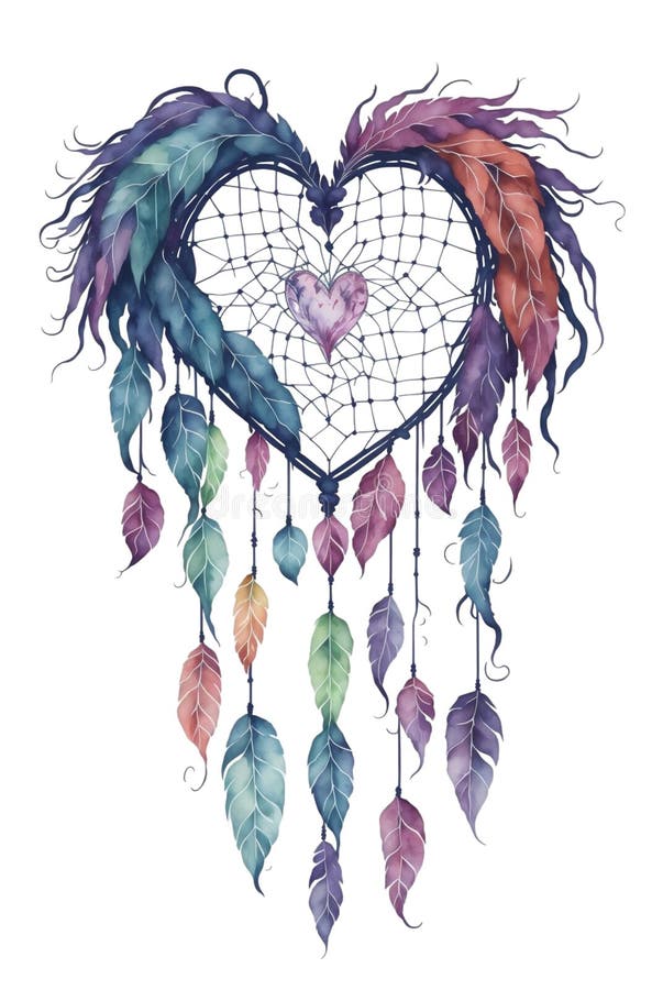 Heart-shaped Dream Catcher in the Boho Style on a White Background ...