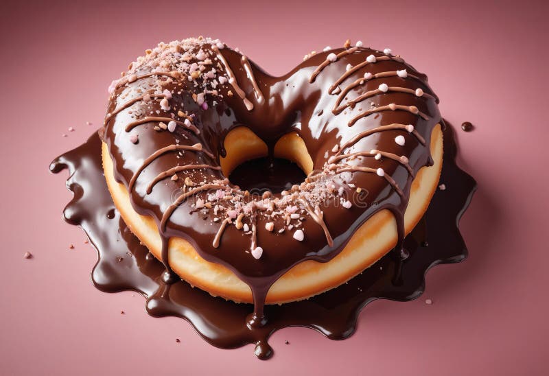 Heart Shaped Dripping Donu stock illustration. Illustration of treats ...
