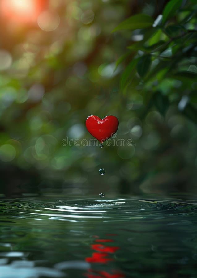 Heart-shaped Droplet Falling into Water Stock Illustration ...