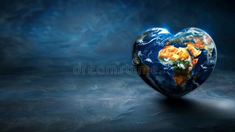 Heart Shaped Earth Globe on Blue Background for Earth Day with ...