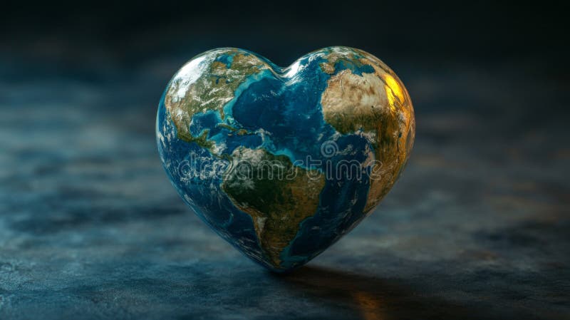 Heart Shaped Earth Globe Digital Rendering Stock Illustration ...