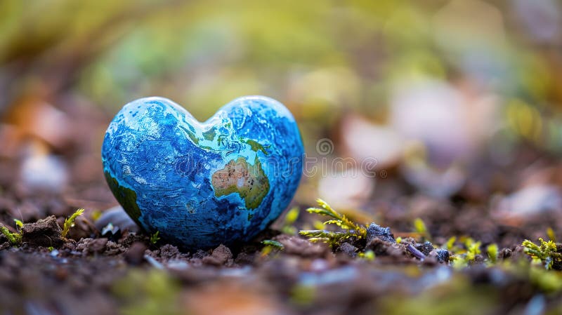 Heart Shaped Earth Resting on Ground Stock Photo - Image of ...