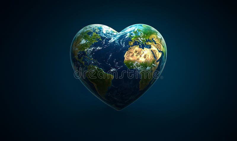 A Heart-shaped Earth, Symbolizing Love for the Planet, Dark Background ...