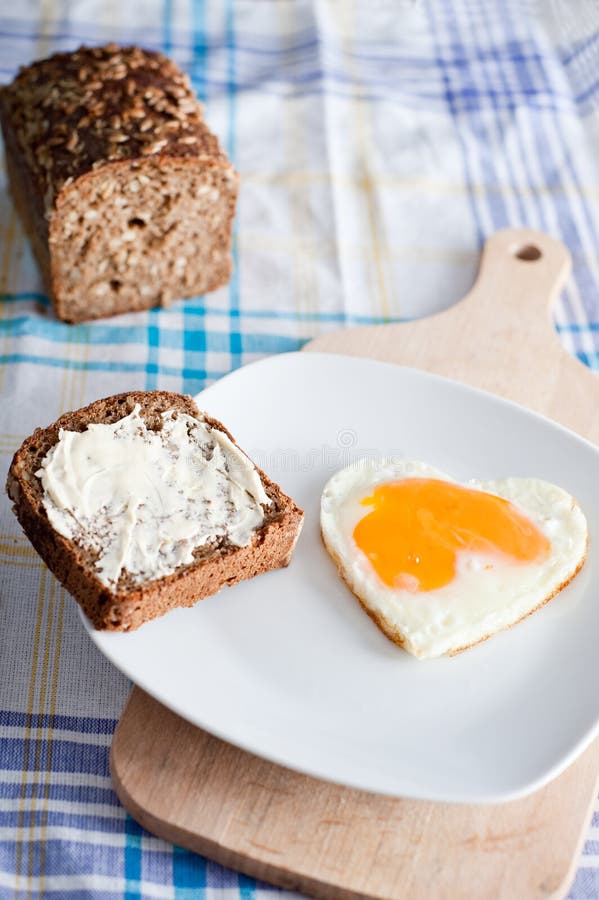 Heart Shaped Egg On Breakfast Stock Photo - Image of eggs, breakfast ...