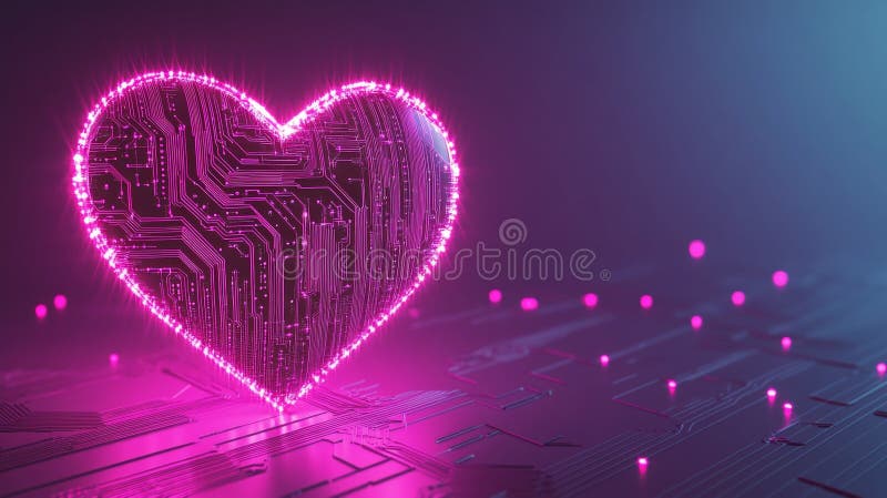 Heart Shaped Electric Circuit Board with Pink Lines a Blend of ...