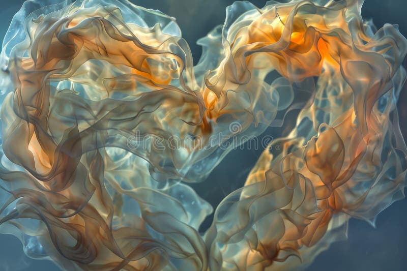 A Heart-shaped Figure Made of Smoke Floating in Mid-air, Layers of ...