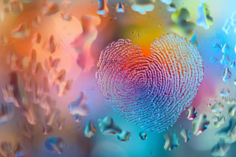 Heart-Shaped Fingerprint and Water Droplets Stock Photo - Image of ...