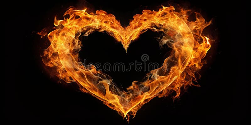A Heart Shaped Fire on a Black Background Creative AI Stock ...