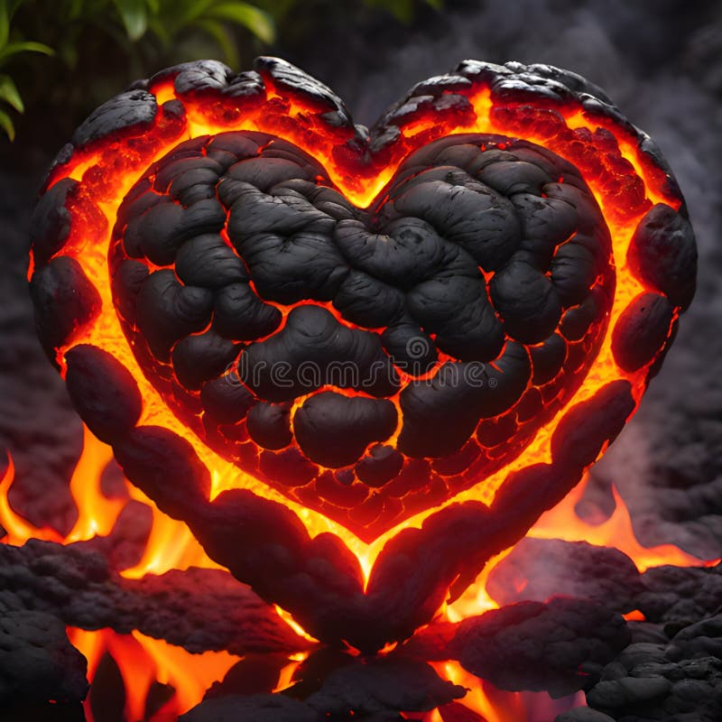 A Heart Shaped Fire with Lava and Rocks Stock Illustration ...
