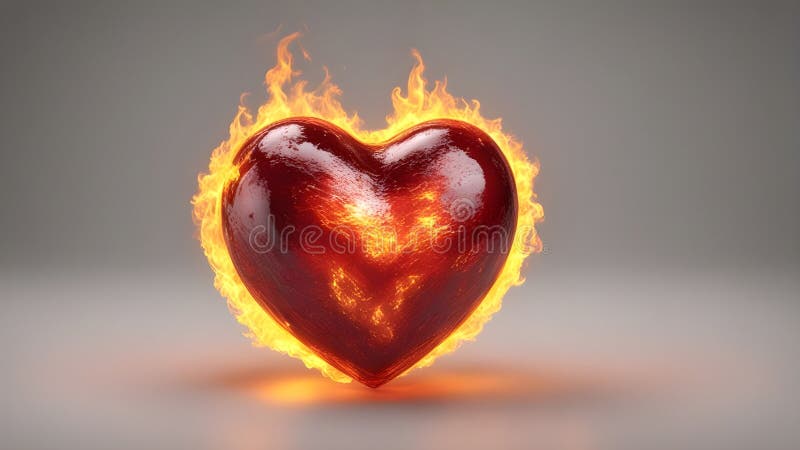 Heart Shaped Fire a Red and Yellow Fire Heart that Flickers Stock ...