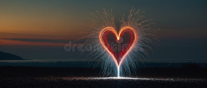 Heart Shaped Firework Exploding in Field Stock Illustration ...