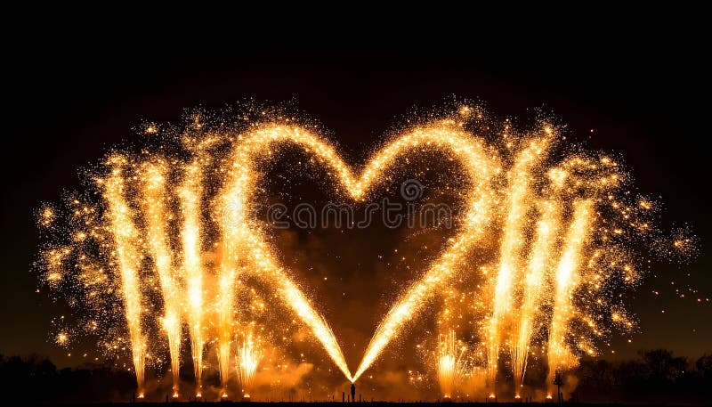 Fireworks Heart Display stock illustration. Illustration of couple ...