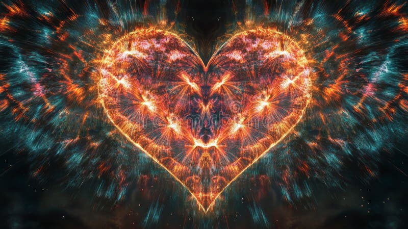 Heart-shaped Fireworks Display, Vibrant Light Explosion. Celebration ...