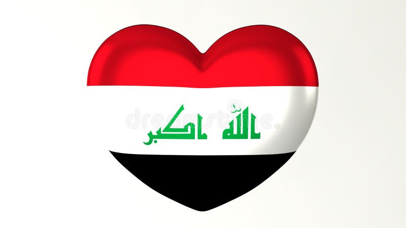 Heart-shaped Flag 3D Illustration I Love Iraq Stock Illustration ...