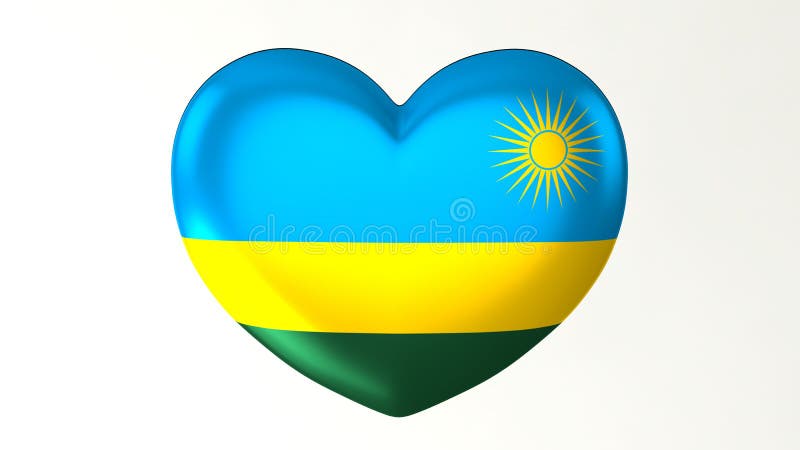 Heart-shaped Flag 3D Illustration I Love Rwanda Stock Illustration ...