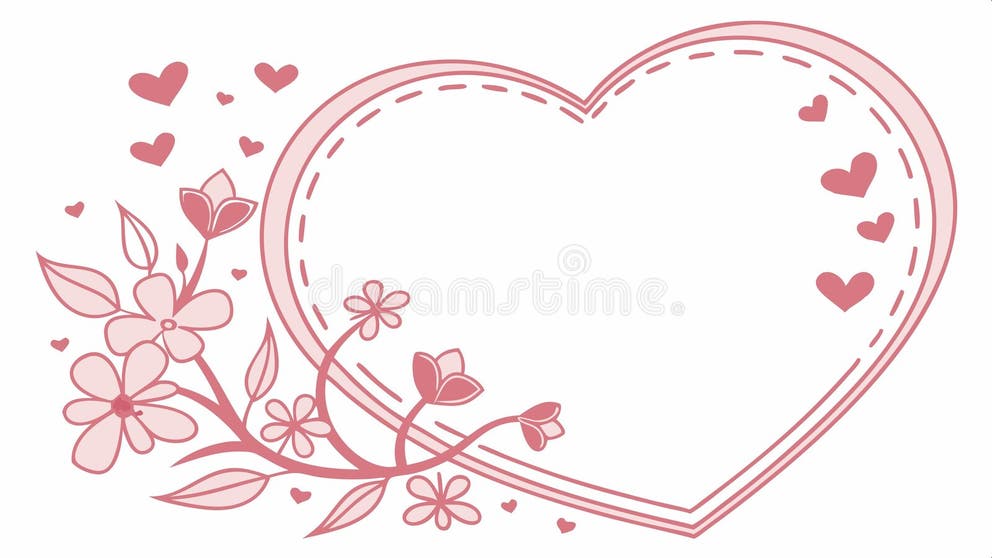 Heart Shaped Floral Frame, Love and Romantic, Floral Border Vector ...