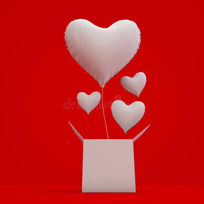 Heart Shaped Foil Balloon Surprise Gift Box. 3D Rendering Stock ... Heart Shaped Foil Balloon Surprise Gift Box. 3D Rendering Stock ...