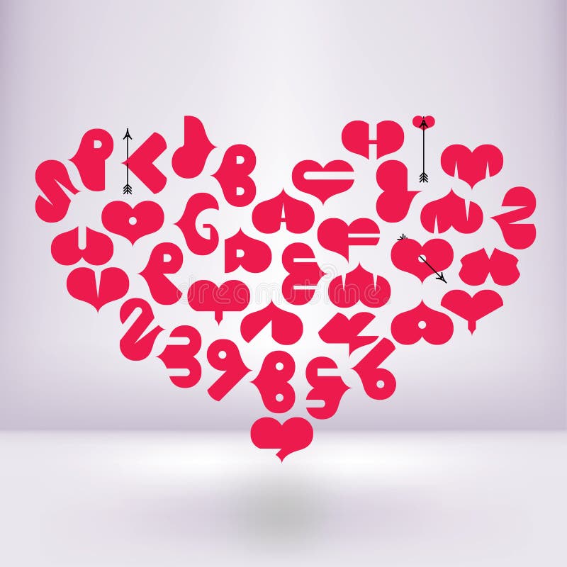 Heart shaped font stock vector. Illustration of detail - 65184586