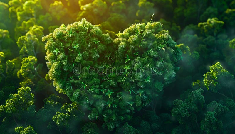 A Heart Shaped Forest with Green Trees Stock Photo - Image of reef ...