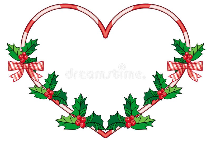 Heart-shaped Frame and Mistletoe. Stock Illustration - Illustration of ...