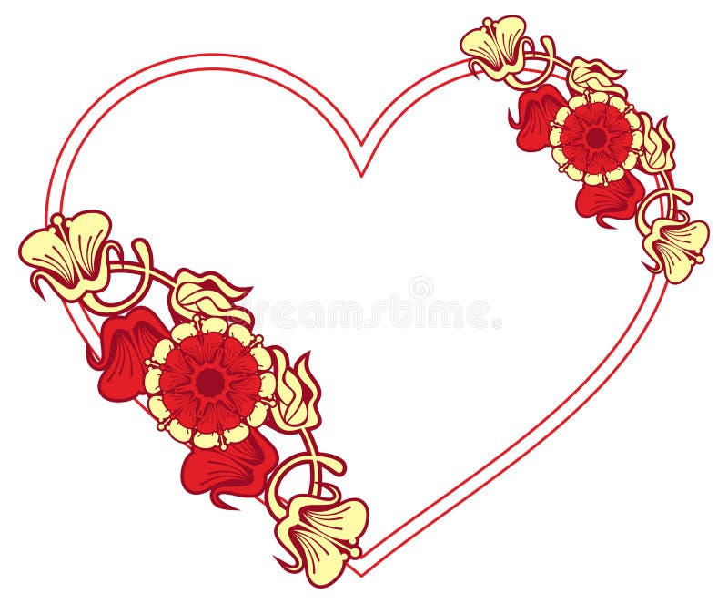 Heart-shaped Frame with Decorative Flowers. Stock Illustration ...
