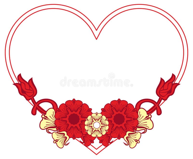 Heart-shaped Frame with Decorative Flowers. Stock Illustration ...